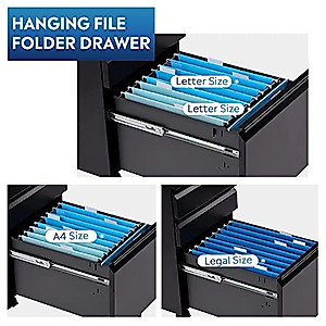 DEVAISE 3 Drawer Mobile File Cabinet Under Desk Office, Fully Assembled Except Casters, Letter/Legal Size, Black