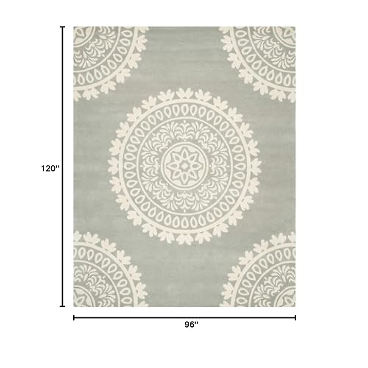 SAFAVIEH Bella Collection 8' x 10' Grey/Ivory BEL122A Handmade Premium Wool Area Rug