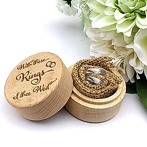 ZZYINH AN207 Personalized Engraving Rustic Wedding Wooden Ring Box Jewelry Trinket Storage Container Holder Custom with These Rings Small Jewelry