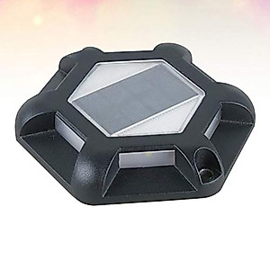 Mobestech 2pcs Solar High Pressure Outdoor Waterproof 6LED Road Lighting Deck Lights for Home Garden Landscape ( Black )