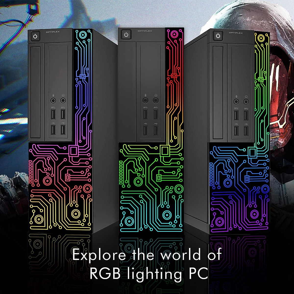 Dell Gaming OptiPlex Desktop RGB Computer PC, Intel Core i5, AMD RX 550 4GB GDDR5, 16GB RAM, 512GB SSD, 24 Inch HDMI Monitor, RGB Keyboard Mouse and Headset, WiFi, Windows 10 Pro (Renewed)