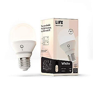 LIFX L3A19LW06E26CA White, A19 Wi-Fi Smart LED Light Bulb, Warm, Dimmable, No Bridge Required, Works with Amazon Alexa, Hey Google, Apple HomeKit