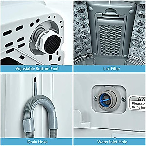 FUTADA Full Automatic Washing Machine, 2 in 1 Portable Laundry Washer, 8.8 Lbs Washer & Dryer Combo w/Built-in Barrel Light, LED Display, Energy Saving Top Load Washer for Camping, Apartment, Dorm