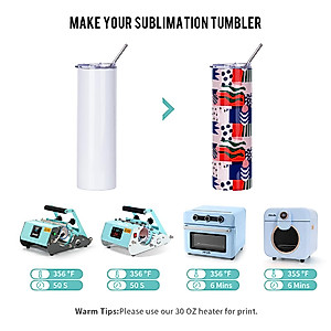 PYD Life Sublimation Blanks Tumbler Skinny 30 OZ Straight Stainless Steel Coffee Tumbler with Lid and Metal Straw for Tumbler Press Machine Heat Transfer (4, 30 OZ)