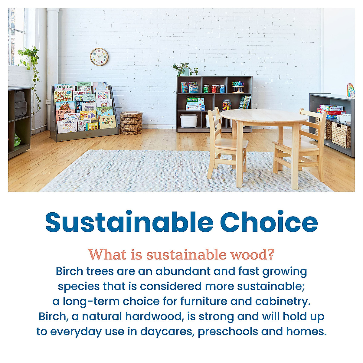 ECR4Kids 8-Compartment Mobile Storage Cabinet, 36in, Classroom Furniture, Grey Wash