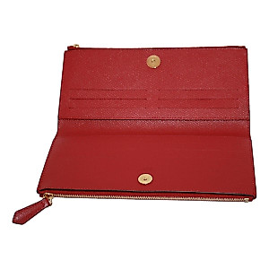 FENDI F is Red Calf Leather Double Zip Long Wallet 8M0405