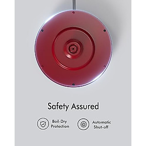 LONGDEEM Electric Tea Kettle Pot, Fast Boil, 1.7L/1500W, Borosilicate Glass Stainless Steel Inner Lid & Filter, Hot Water Boiler & Heater with Auto Shut Off, BPA-Free, Easy to Clean, Red