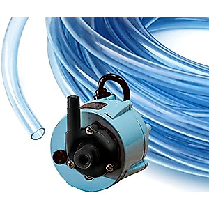 Little Giant 501203 205 GPH 115-Volt Manual Oil Filled Submersible or In-line Aluminum Direct Drive Pump, Blue, 1-42