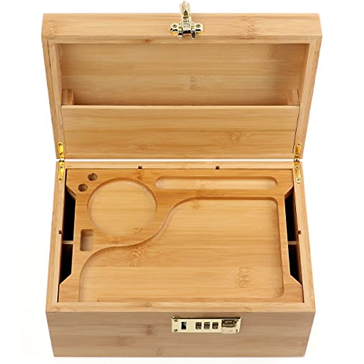 OZCHIN Large Bamboo Box with Combination Lock Decorative box for Home Locking Storage Bamboo Box