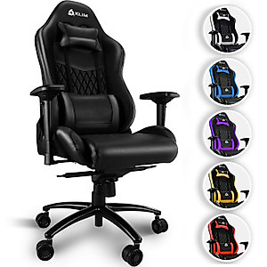 KLIM Esports Gaming Chair with Back & Head Support + Ergonomic Computer Chair with Adjustable Armrests + PU Leather + Very Robust Gamer Chair for Adults + New Version Office Chair + Black…
