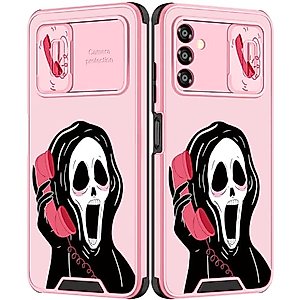 Goocrux for Samsung Galaxy A13 5G Case Skeleton for Women Girls Cute Skull Girly Phone Cover Gothic Design Aesthetic with Slide Camera Cover Funny Cool Cases for Galaxy A13 6.5''
