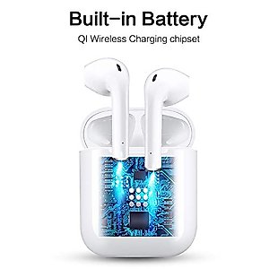 Avainaly Wireless Charging Case Compatible with AirPods 1/2 Generation, Wireless Air Pods 2nd Charging Case Replacement, Support Pairing and Sync, Without Earbuds(White for AirPods 1/2)
