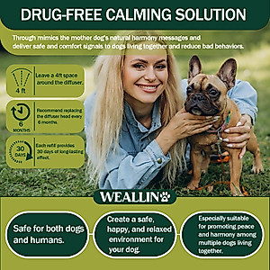 WEALLIN Dog Calming Diffuser Kit for Dog Anxiety Relief, 5-in-1 Dog Pheromone Diffuser Kit with 1 Diffuser +4 Refill 48ml Vial for 120-Day Use, Reduces Separation Anxiety, Aggression, and Stress