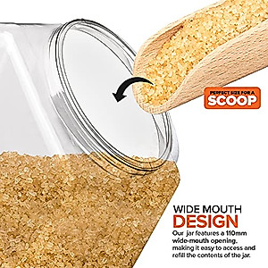 129 Oz Hexagon Cookie Jars with Lids ( 2 Pack)- Wide Mouth Plastic Jars with Lid Reusable & Recyclable - Shatterproof Jars - Clear Plastic Jars for Cookies, Candy, Laundry Detergent Pods - Stock Your Home