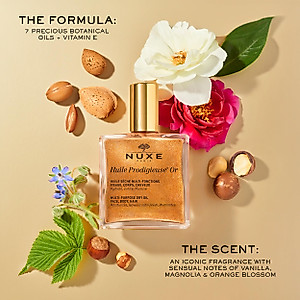NUXE Huile Prodigieuse Shimmer Multi-Purpose Dry Oil - Luxurious Radiant Glow and Hydration for Face, Body & Hair, 1.6 Fl Oz