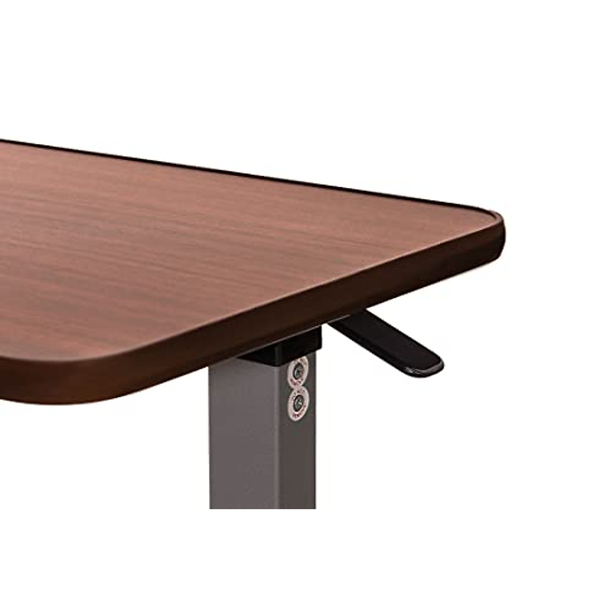Vaunn Adjustable Overbed Bedside Table With Wheels (Hospital and Home Use), Walnut Brown