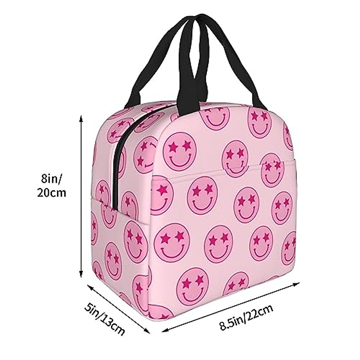Eleploi Pink Smile Face Insulated Lunch Bag - Chic & Practical, Lunch Box For Office, Picnics, Outdoor Adventures