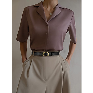 Womens Belt - CR Leather Belt Women Casual for Jeans Pants Dress - Belts with Gold Buckle for Women Fashion