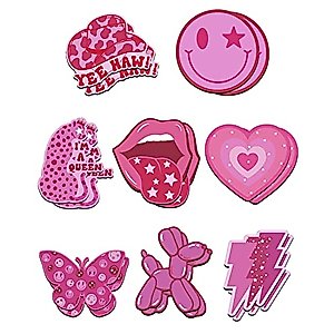 16PCS Pink Preppy Fridge Magnets, Good Magnetic, Locker Decorations for Girls in Middle School Waterproof Refrigerator Magnets Aesthetic Pink Y2k Smiley Face Leopard for Office Kitchen Whiteboard