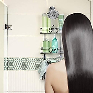 Richards Homewares Aria 3-Tier Shower and Bath Caddy with Soap Dish, 11 x 4.9 x 25.4-Inch, Chrome