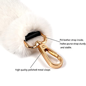 Xiazw Winter Warm Wide Purse Chain Strap Bag Handle Replacement for Handbag (White)