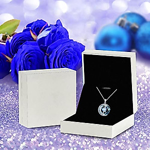 TOUPOP Necklaces for Women Moon Star Necklace Heart Birthstone Pendant S925 Sterling Silver Jewelry, 20*20 inch, Sterling Silver, Crystal