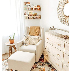 Baby Changing Basket with Pad - CPSC Safety Compliant - 100% Quilted Linen Cover Included - Nursery Changing Table Baskets - Baby Moses Basket Inspired - Diaper Changing Pad Set - 32”x16“x4“ (Linen)