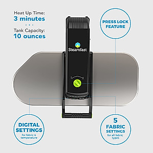 Steamfast SF-680 Digital Steam Press with Multiple Fabric Settings and Steam Burst Function,Stainless/Black, Stand