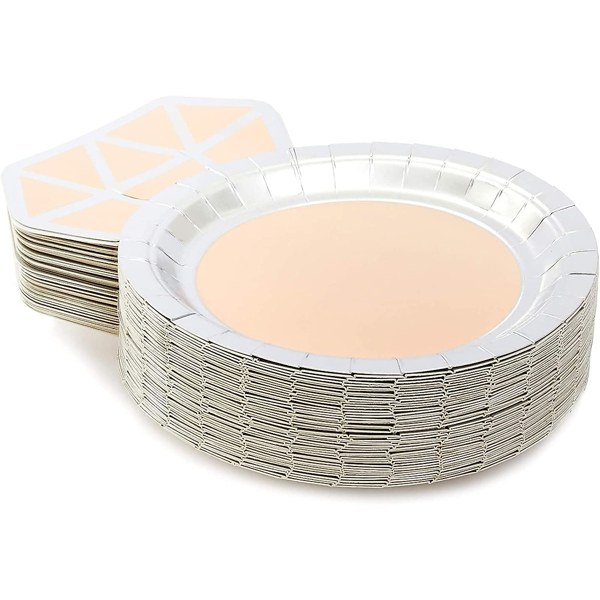 Sparkle and Bash 48-Pack Diamond Ring Party Plates for Bridal Showers and Engagements