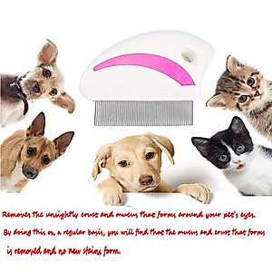 Cdycam Tear Stain Remover Combs, Professional Pet Stainless Steel Grooming Brush, Undercoat Rake and Flea Dog Cat Combs, Effectively Clean Mucus and Stains (4 Packs)