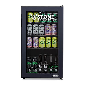 NewAir Beverage Refrigerator Cooler with 126 Can Capacity - Mini Bar Beer Fridge with Right Hinge Glass Door - Cools to 37F - Stone Brewing