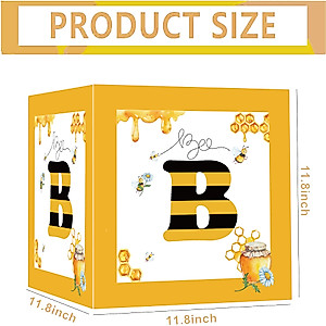 FVABO Bee Baby Shower Balloon Boxes Decorations - 4Pcs What Will It Bee Gender Reveal Decorations Balloon Box, Honey Bumble Bee Theme Party Balloon Boxes Backdrop Block Party Supplies