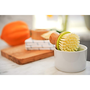 Full Circle Bubble Up Dush Brush with Bamboo Handle, Set of 3, Green