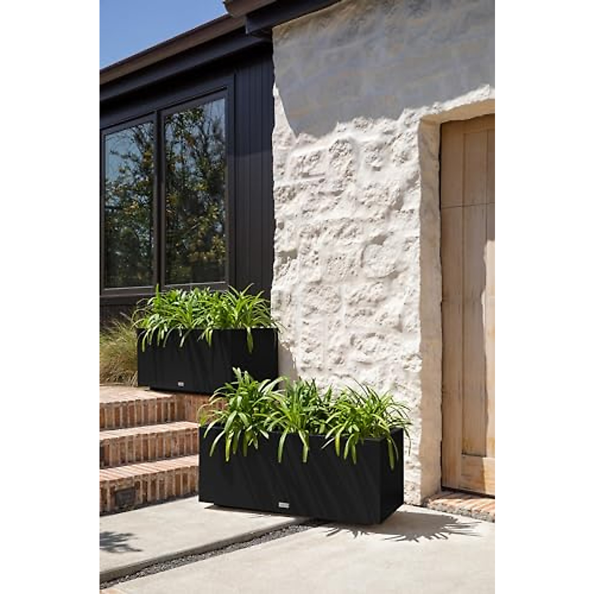 Veradek Block Series Long Box Planter - Large Rectangular Planter for Outdoor Patio/Porch | Durable All-Weather Use with Drainage Holes | Modern Décor for Tall Plants, Flowers or Shrubs