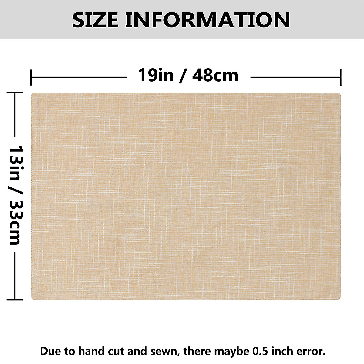 Kevin Textile Burlap Linen Placemats Set of 4 Heat Resistant Dining Table Place Mats Washable Kitchen Table Mats, 13 x19 inches, Cream Beige