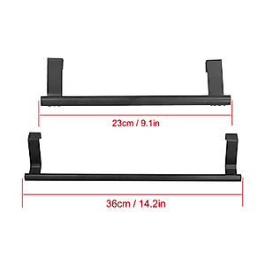 2Pcs Black Towel Rack,Hangable Cabinet Door Towel Rack,Stainless Steel Over The Door Towel Bar for Home and Hotel,Universal Fit on Kitchen Bathroom Over Cabinet Cupboard(36cm)