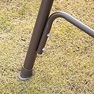 Outdoor Swing Chair 3 Person Patio Swing Chair Cushion with Stand Glider Hammock Bench with Canopy Seating Backyard Furniture Steel Frame