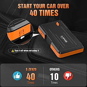 S ZEVZO Jump Starter 1000A Peak Portable Jump Starter for Car (Up to 7.0L Gas/5.5L Diesel Engine) 12V Auto Battery Booster Pack with Smart Clamp Cables, USB Charge, LED Flashlight Jump Box