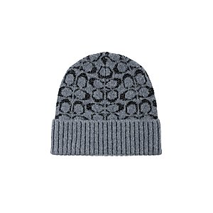 Coach Women's Metallic Signature C Jacquard Beanie, Black