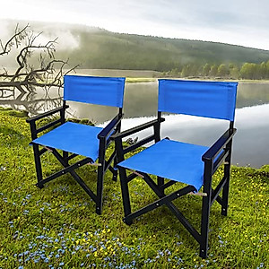 DKLGG Outdoor Folding Chair with Armrests Set of 2, Natural Wood Frame and Canvas Lightweight Camping Lawn Chair, Portable Director Folding Makeup Artist Chair, Patio Dining Chairs, Easy Assemble