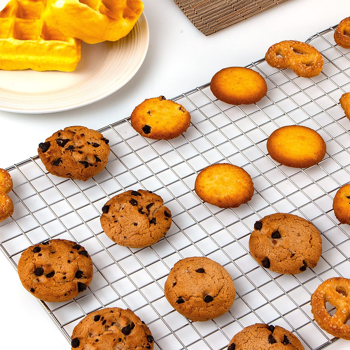 Cooling Rack for Baking 2-Pack, 16x10 Inches Baking Rack, Thick Wire Cookie Rack for Cooking, Roasting, Grilling, Drying, Oven Safe, Fits Half Sheet Pan