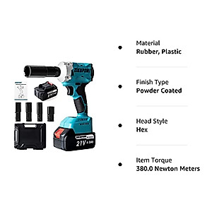 Zikopomi Cordless Impact Wrench 1/2 inch with Socket Set, 4.0 AH Large Battery Electric Power High Torque Driver Gun, 380NM Powerful Brushless Motor Impact Wrenches Power Tools