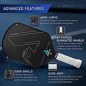 JOOLA Ben Johns Hyperion CFS 16mm Swift Pickleball Paddle - USAPA Approved for Tournament Play - Carbon Fiber Pickle Ball Racket - Maximum Speed with High Grit & Spin