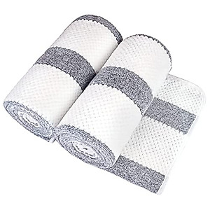 JML Microfiber Bath Towels, Bath Towel 2 Pack(30" x 60"), Oversized, Soft, Super Absorbent and Fast Drying, Multipurpose Use for Sports, Fitness, Yoga, Waffle Stripe Grey