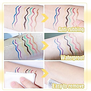 Lvmixwig Eyeliner Waterproof Colored Liquid Eyeliner Sparkle Shimmer Gold Liquid Eyeliner Metallic Satin Finish Colorful Sparkle Eyeliner Pen Long Wearing with 0.01MM Ultra-Fine Tip