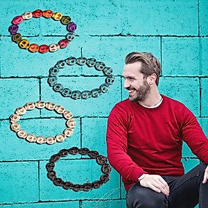 GBTBYS Skull Bracelet Halloween Gifts Set of 4 Colorful Turquoise Skeleton Beads Elastic Bracelets Tibetan Prayer Charm Yoga Hip Hop for Men Women Husband Boyfriend Couple Birthday Gifts