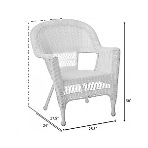 Jeco White Wicker Chair with Green Cushion