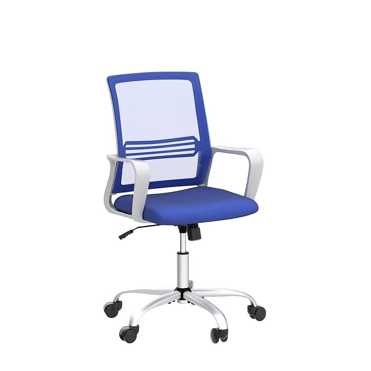 AFO Home Office Desk Chair with Ergonomic Lumbar Supportive Armrest, Mid Back, Tilting Function, Breathable Mesh and High Resilience Sponge Swivel Rolling, Adjustable Height, Navy Blue