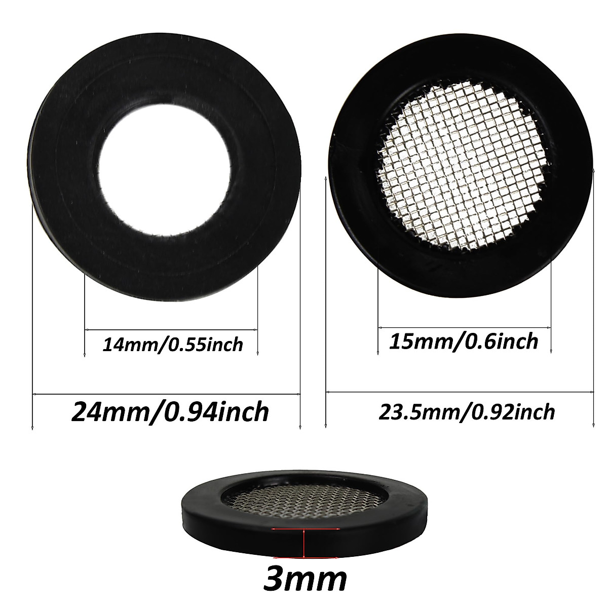 AUXBC 1Inch 8PCS Shower Filter Gaskets+8PCS Rubber Washers, Seal Faucet Washers, O Ring Hose Gasket Filter Net Shower Head Gasket Rubber Washer for Water Faucet Shower Garden Hose Connector