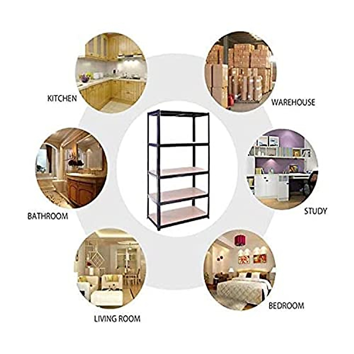 Metal Shelving Unit Adjustable Garage Storage Utility Rack Heavy Duty Shelves Organization Multipurpose Shelf Warehouse Basement Kitchen Living Room, 5-Tier, 11" D×28" W×59" H, 1 Pack